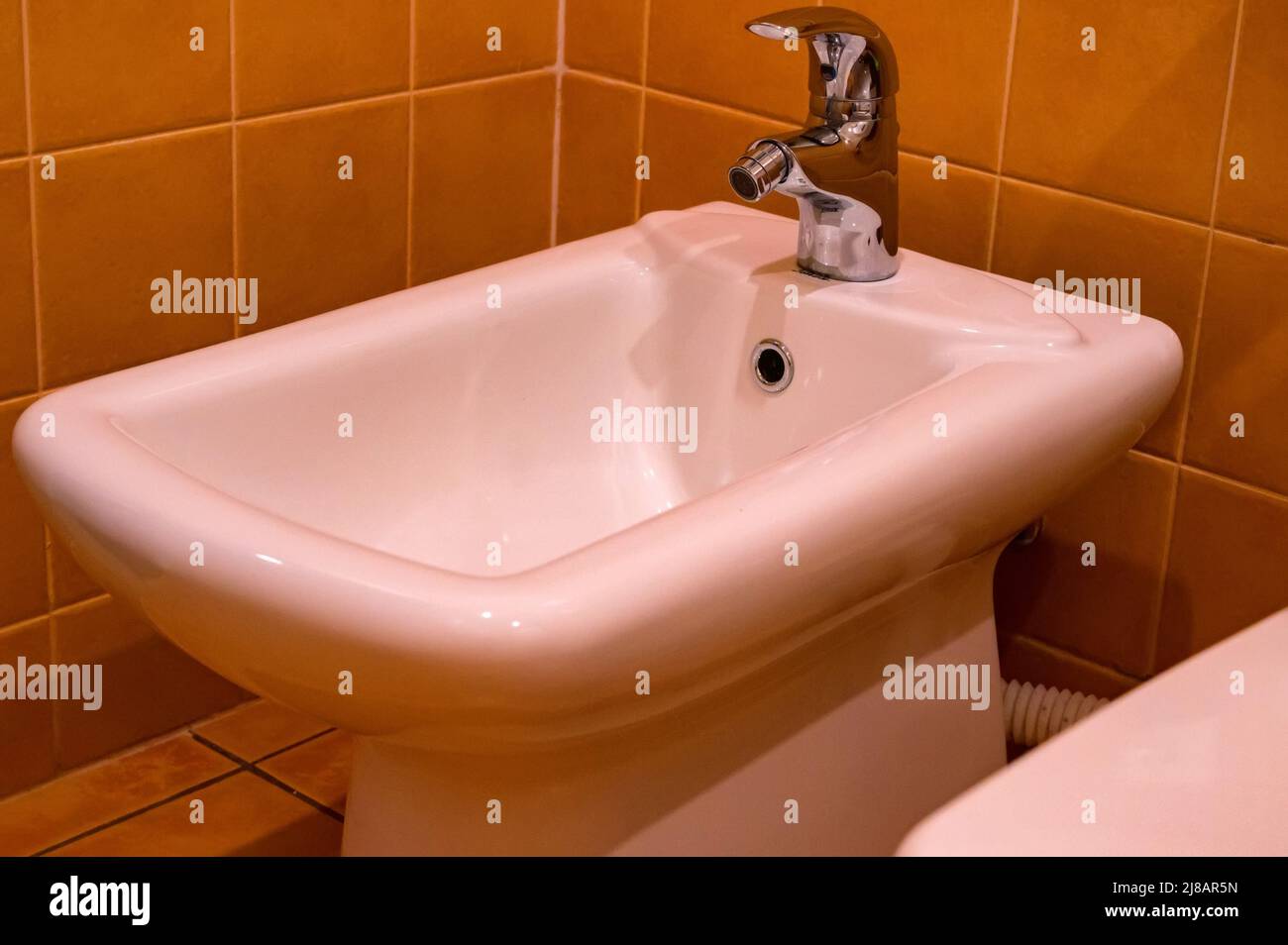 The close view of bidet in the bathroom of hotel room Stock Photo - Alamy