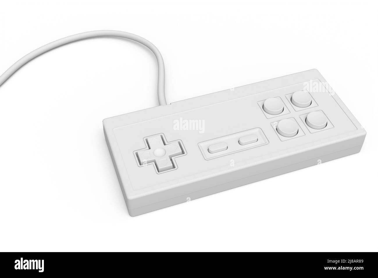 Retro computer gaming controller joystick on monochrome white ...