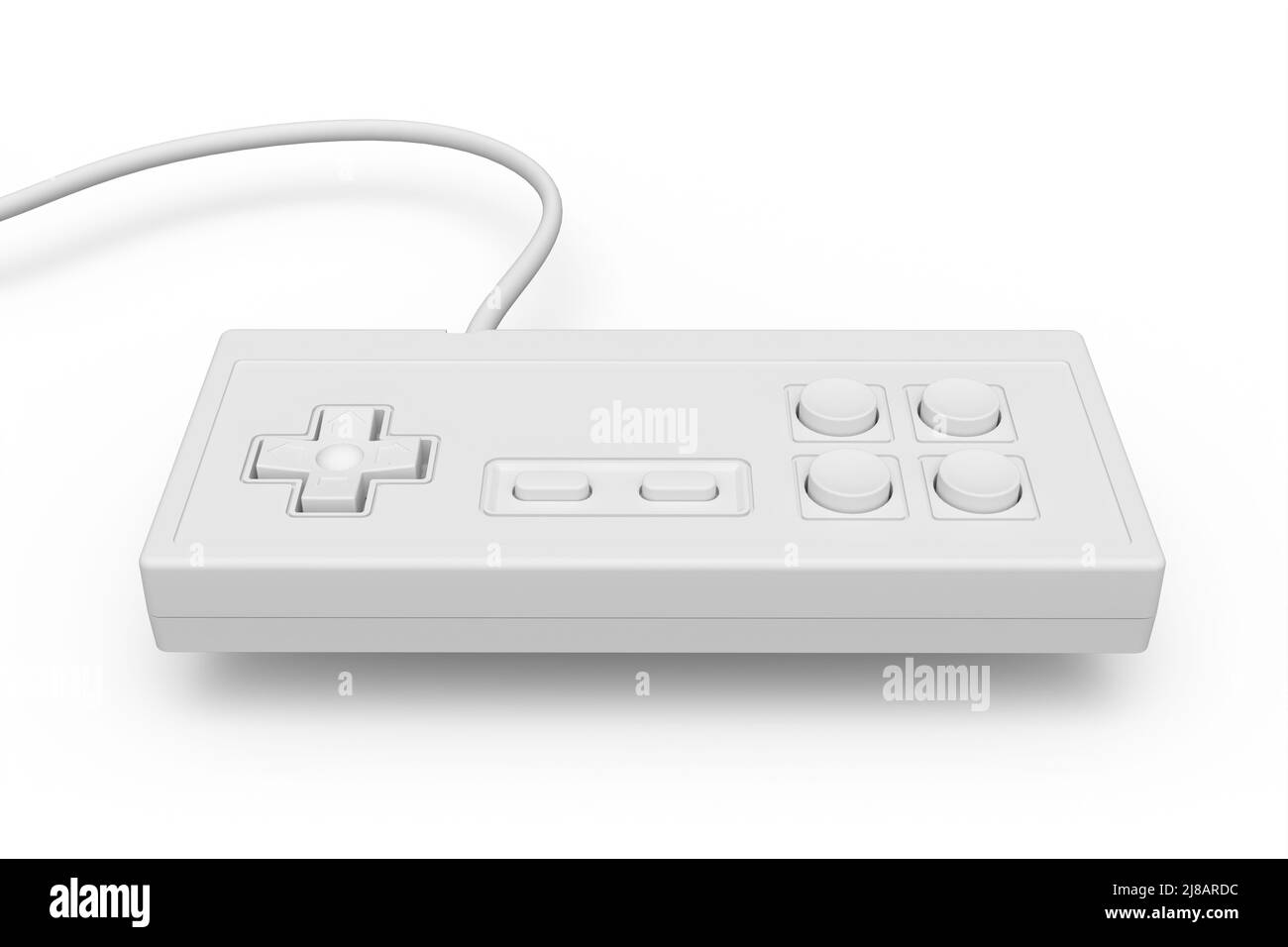 Retro computer gaming controller joystick on monochrome white ...