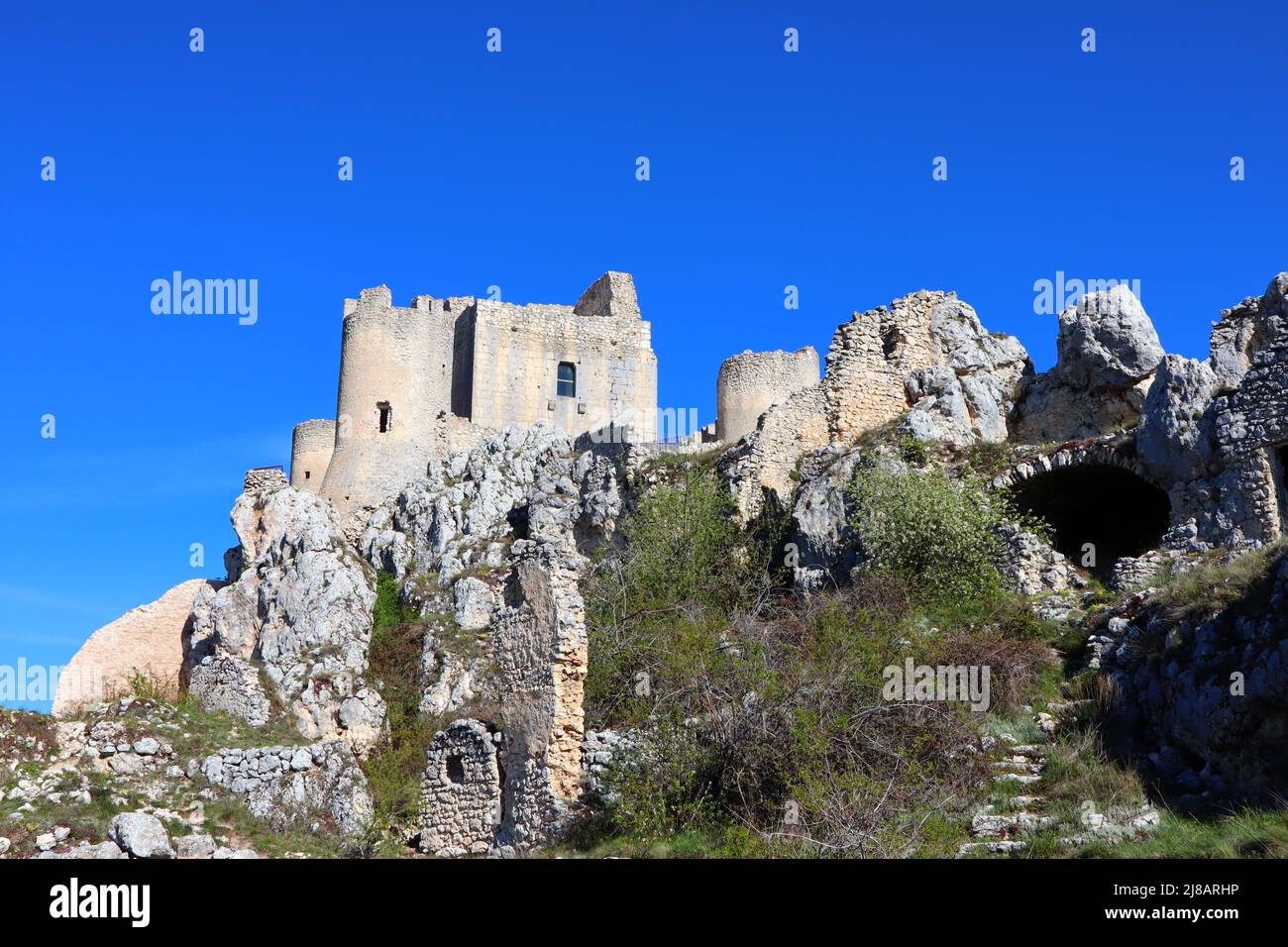 Rocca Calascio, mountaintop medieval fortress. The Castle of Rocca ...