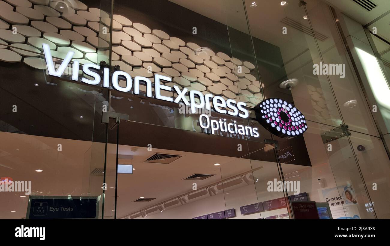 Vision Express Opticians Shop Sign Stock Photo - Alamy