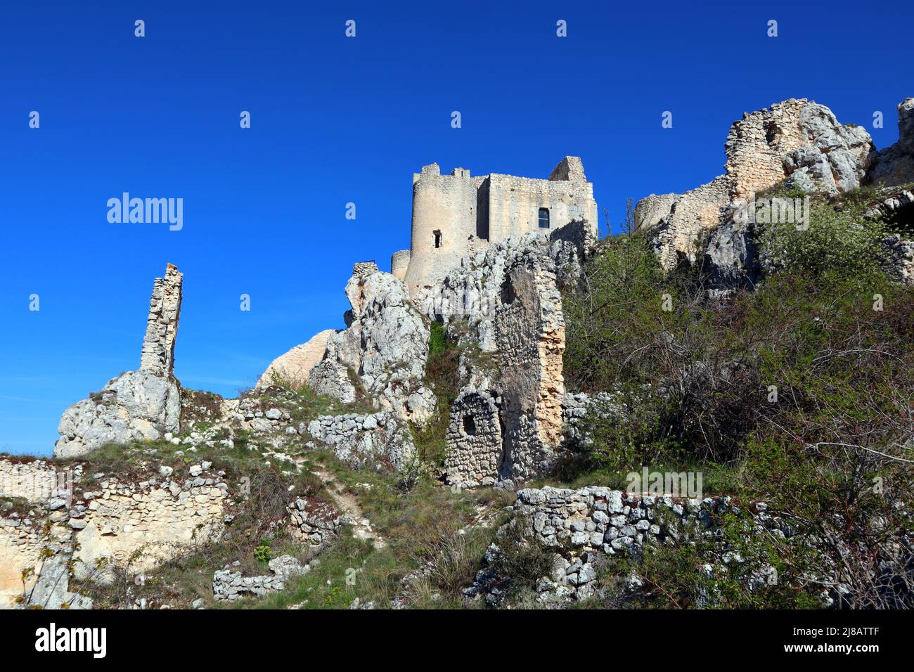 Rocca Calascio, mountaintop medieval fortress. The Castle of Rocca ...