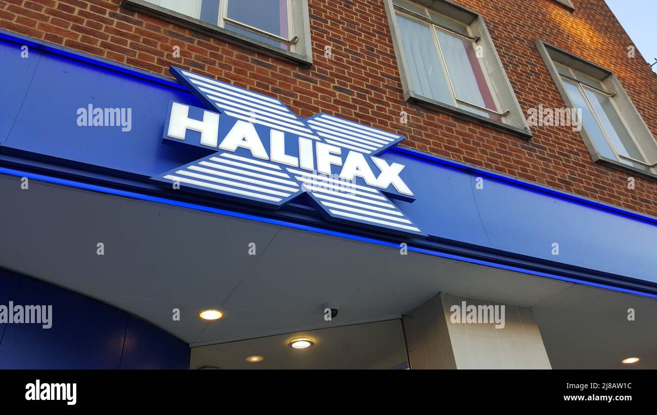 Halifax Bank Shop Sign And Logo Stock Photo - Alamy