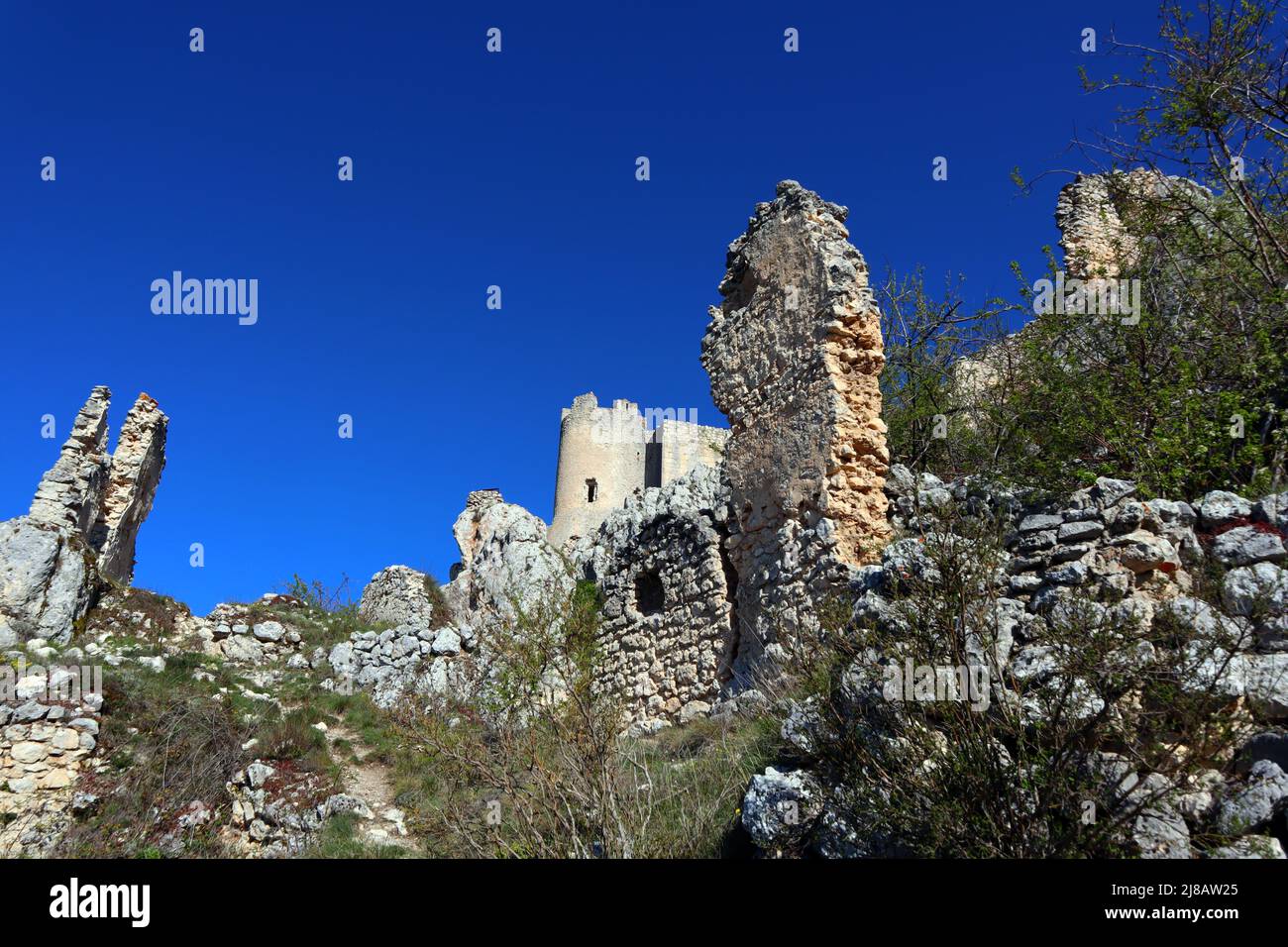 Rocca Calascio, mountaintop medieval fortress. The Castle of Rocca ...