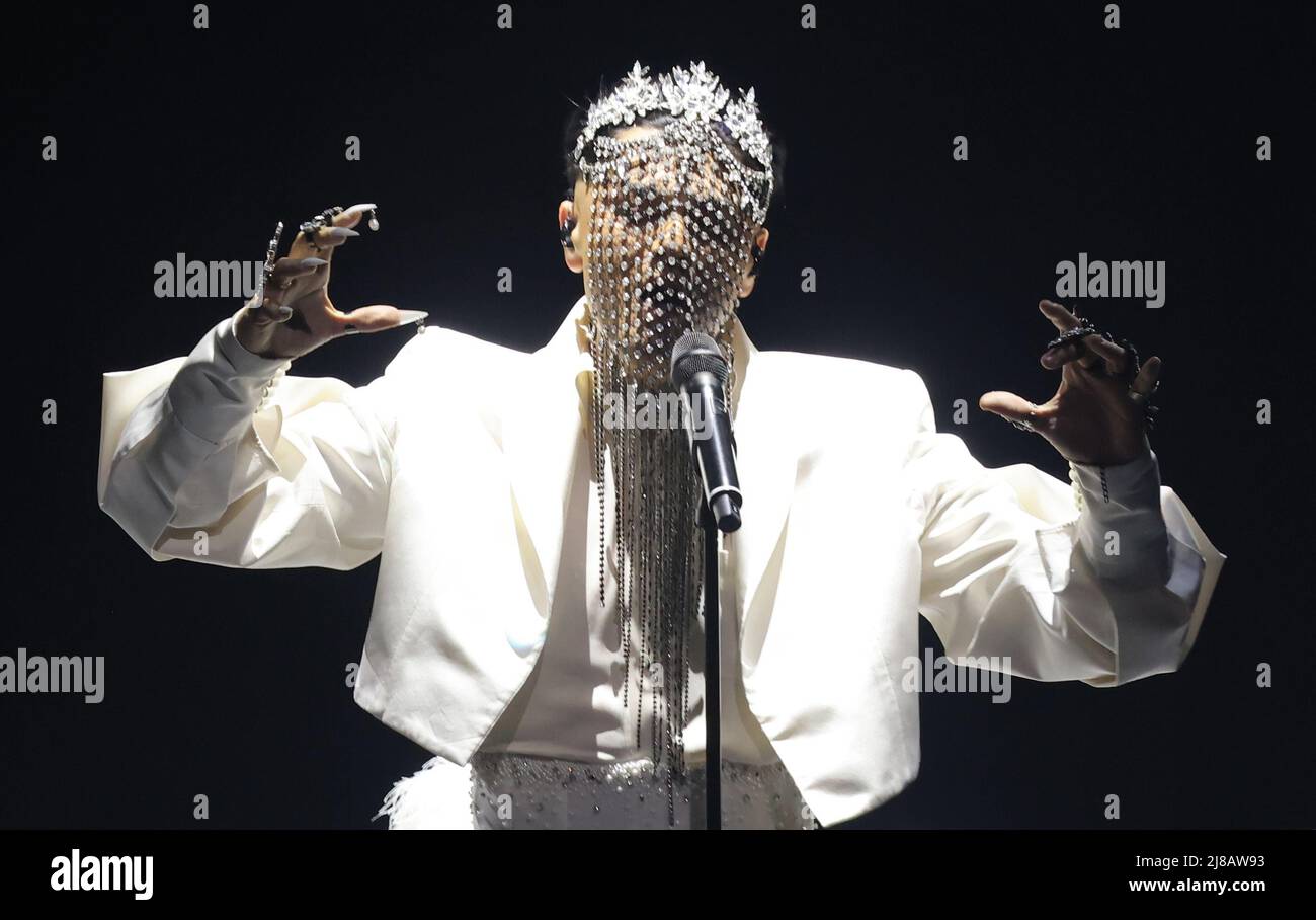 Turin, Italy. 14th May, 2022. Sheldon Riley from Australia sings the ...
