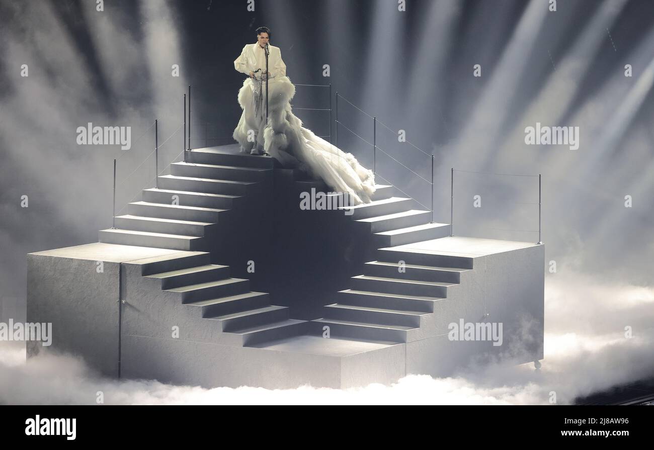 Turin, Italy. 14th May, 2022. Sheldon Riley from Australia sings the ...