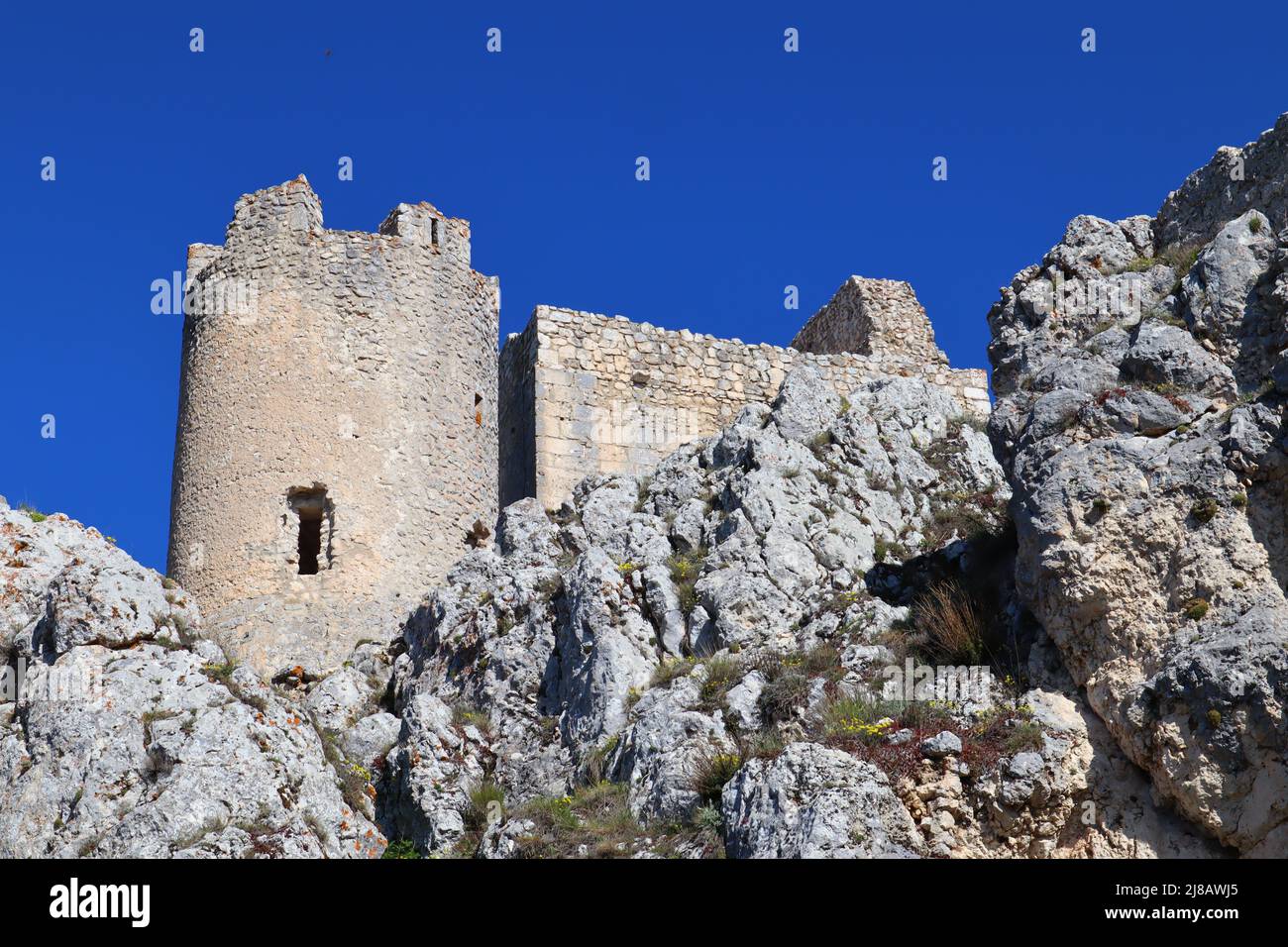 Rocca Calascio, mountaintop medieval fortress. The Castle of Rocca ...