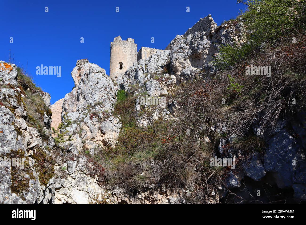 Rocca Calascio, mountaintop medieval fortress. The Castle of Rocca ...