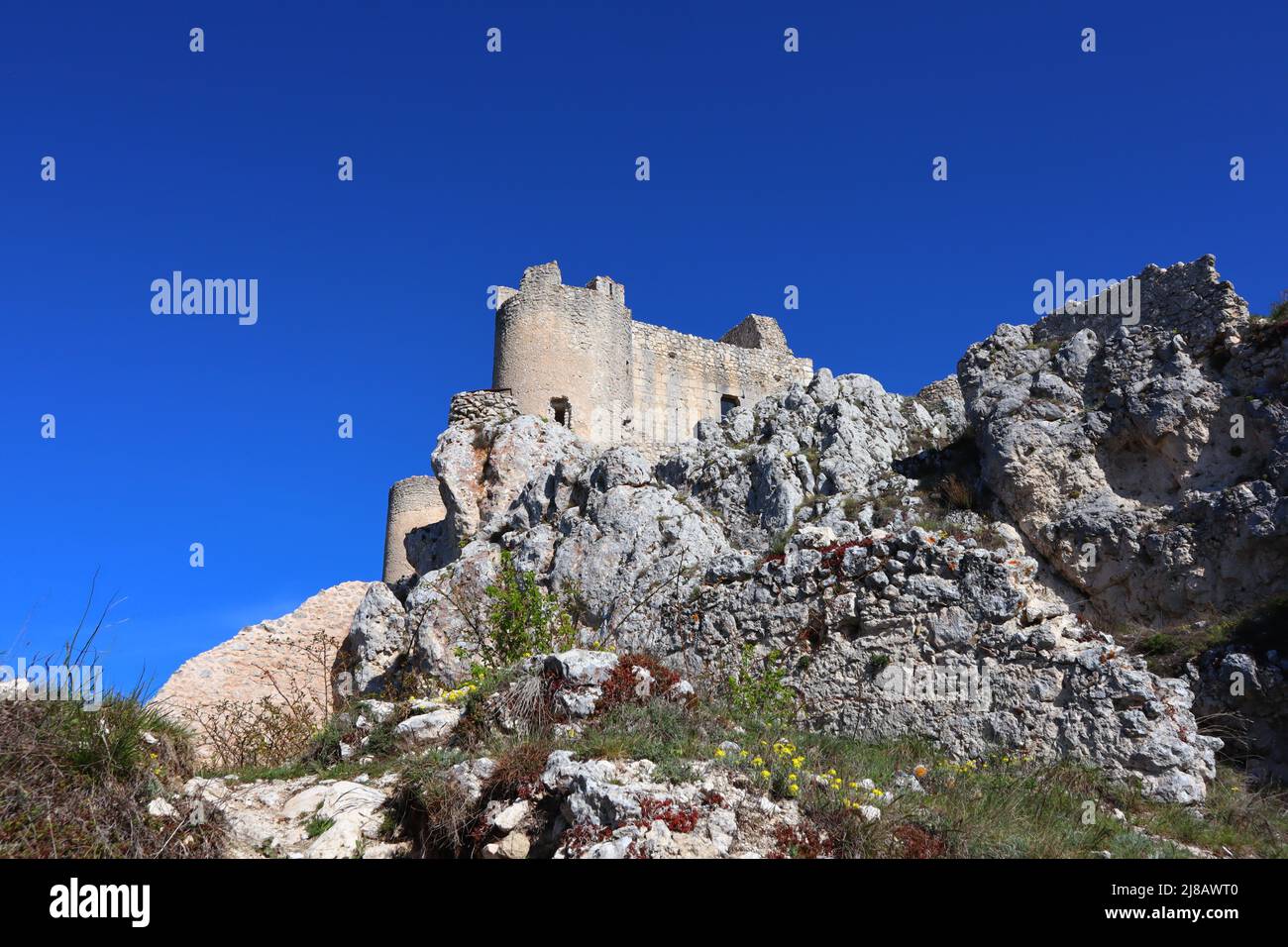 Rocca Calascio, mountaintop medieval fortress. The Castle of Rocca ...