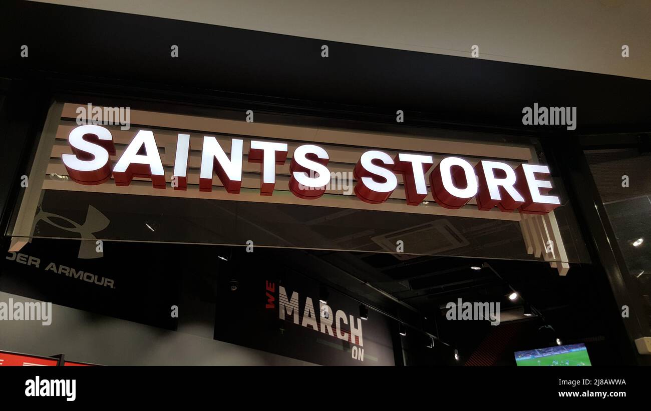 Saints Store Football Shop Sign Stock Photo - Alamy