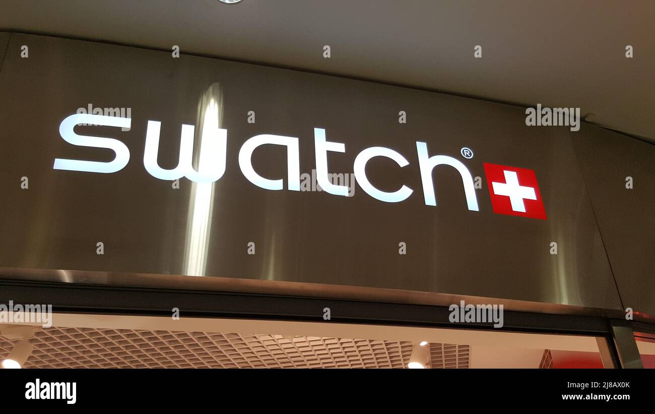 Swatch Watch Shop Sign Stock Photo - Alamy