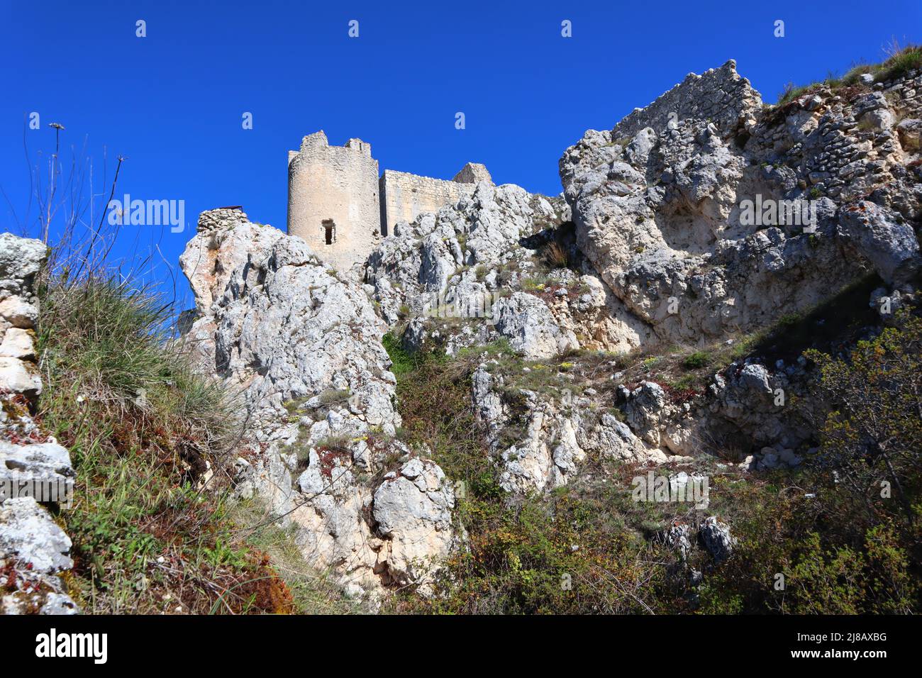 Rocca Calascio, mountaintop medieval fortress. The Castle of Rocca ...
