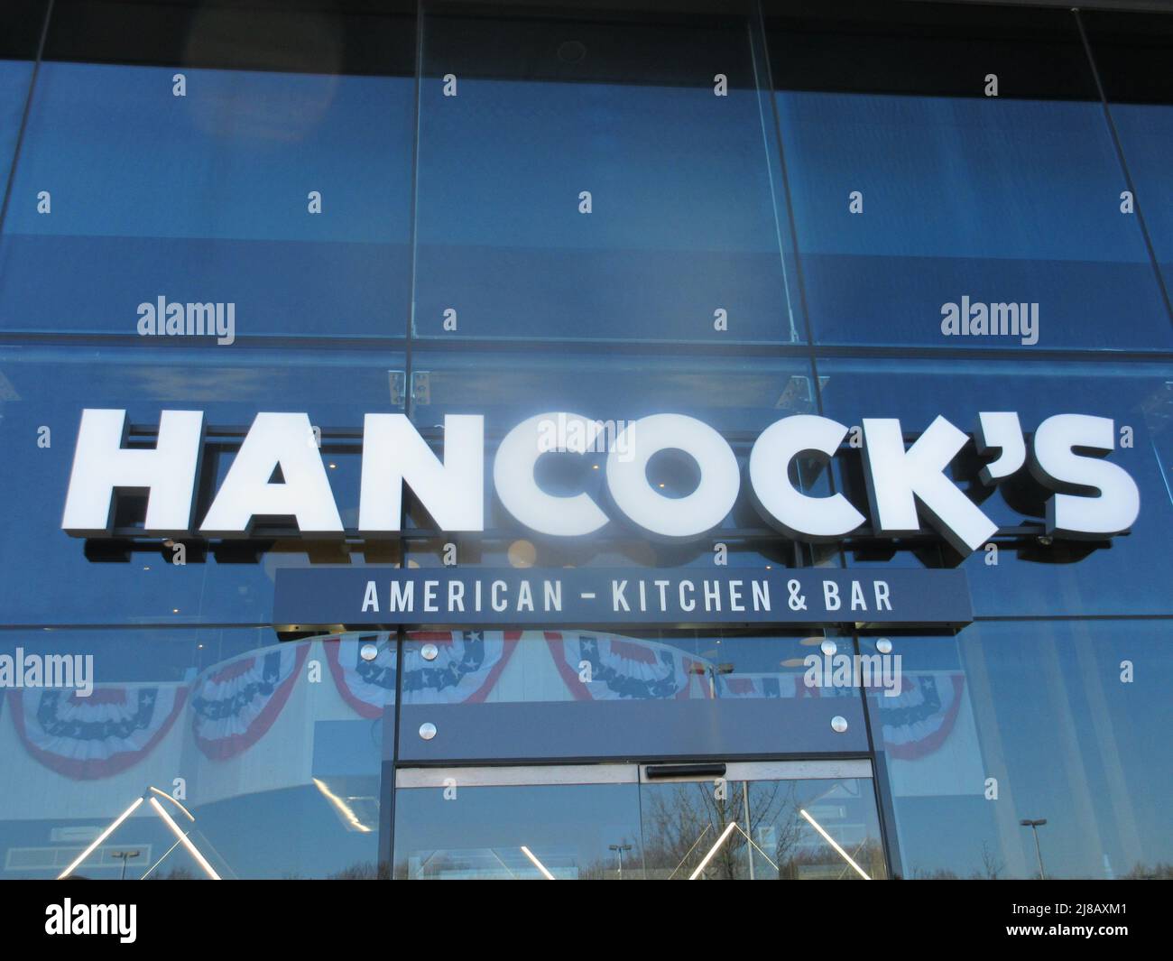 Hancock's American Kitchen & Bar Restaurant Sign Stock Photo - Alamy