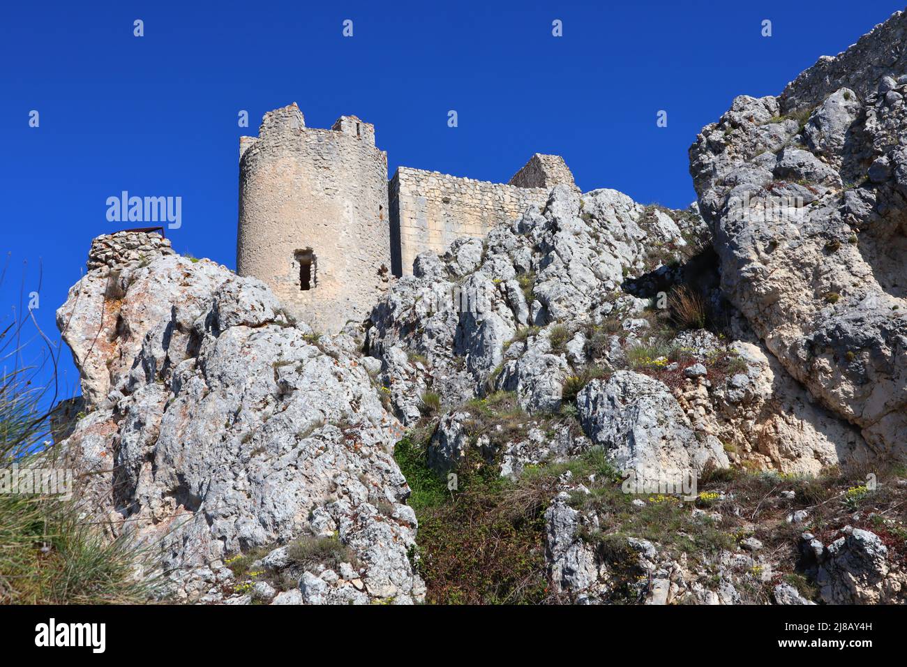 Rocca Calascio, mountaintop medieval fortress. The Castle of Rocca ...