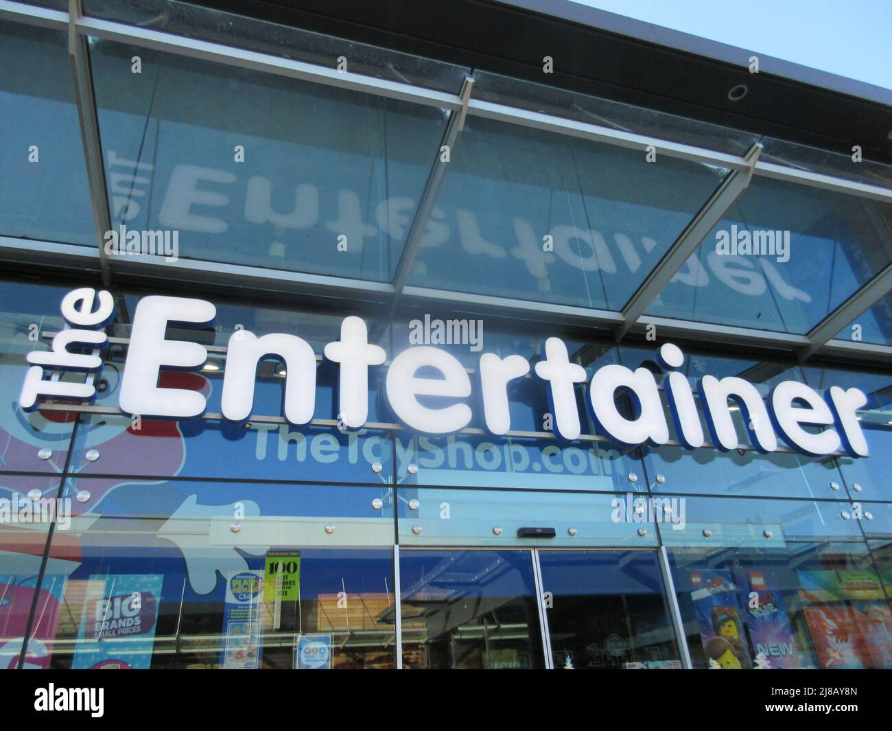 The Entertainer Toy Shop Sign Stock Photo - Alamy