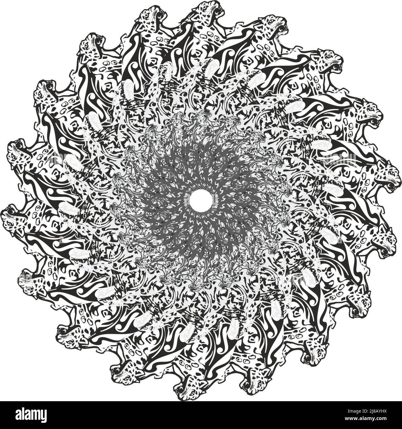 Abstract circle created by leopard symbols on white. Leopards or ...