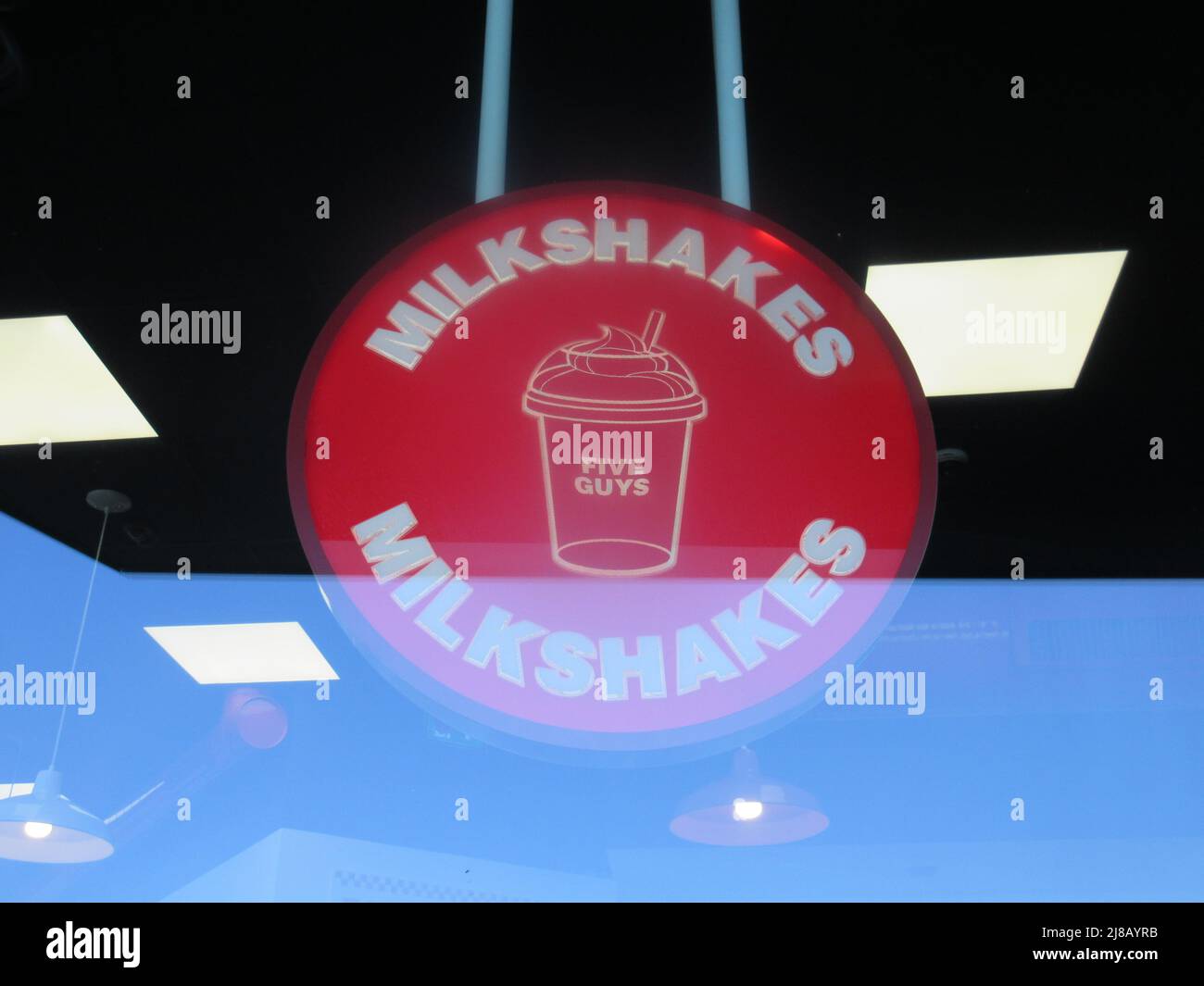 Five Guys Restaurant Milkshake Sign Stock Photo - Alamy