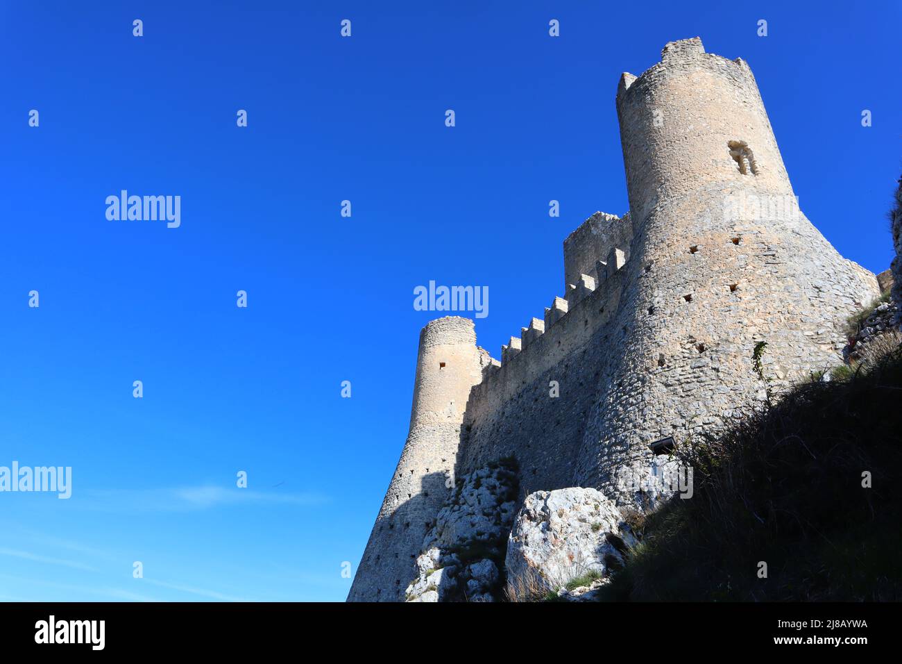 Rocca Calascio, mountaintop medieval fortress. The Castle of Rocca ...