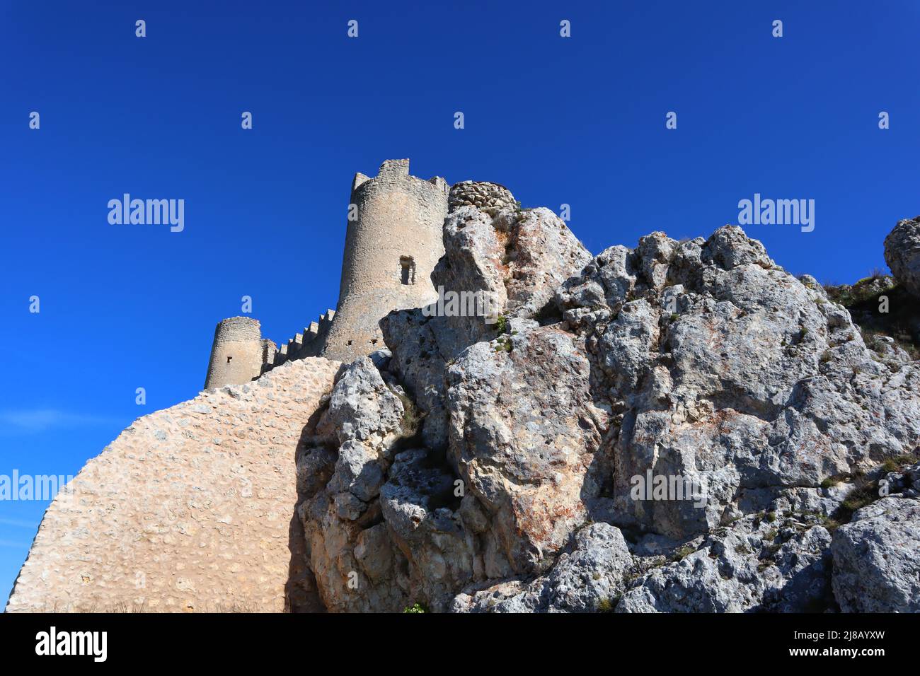 Rocca Calascio, mountaintop medieval fortress. The Castle of Rocca ...