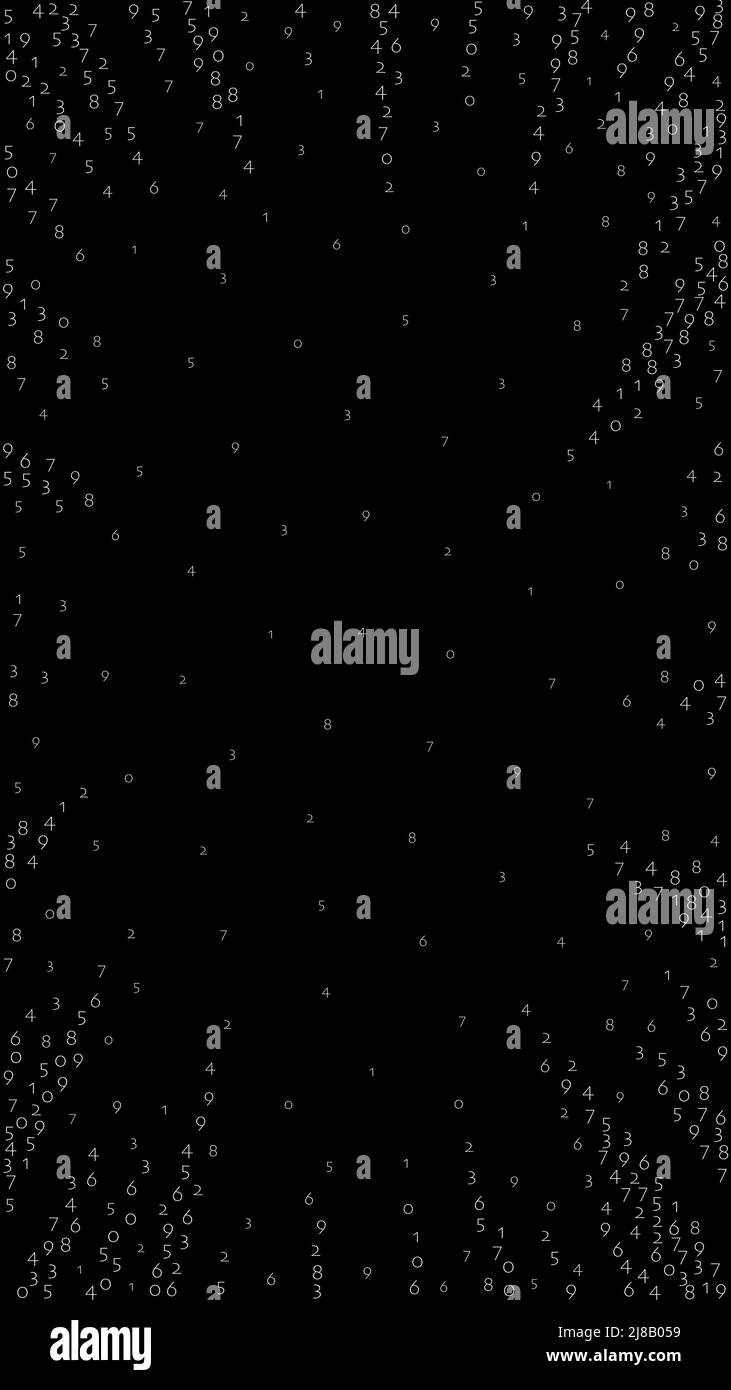 Falling numbers, big data concept. Binary white flying digits ...