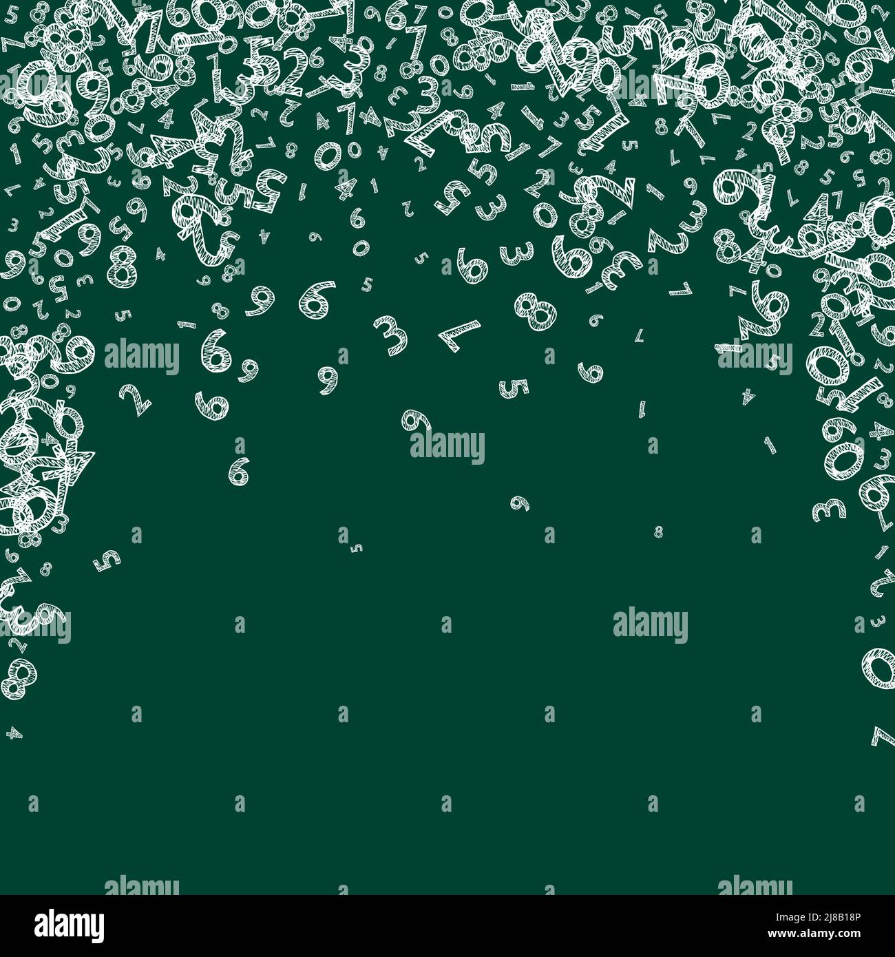 Falling childish chalk numbers. Math study concept with flying digits ...