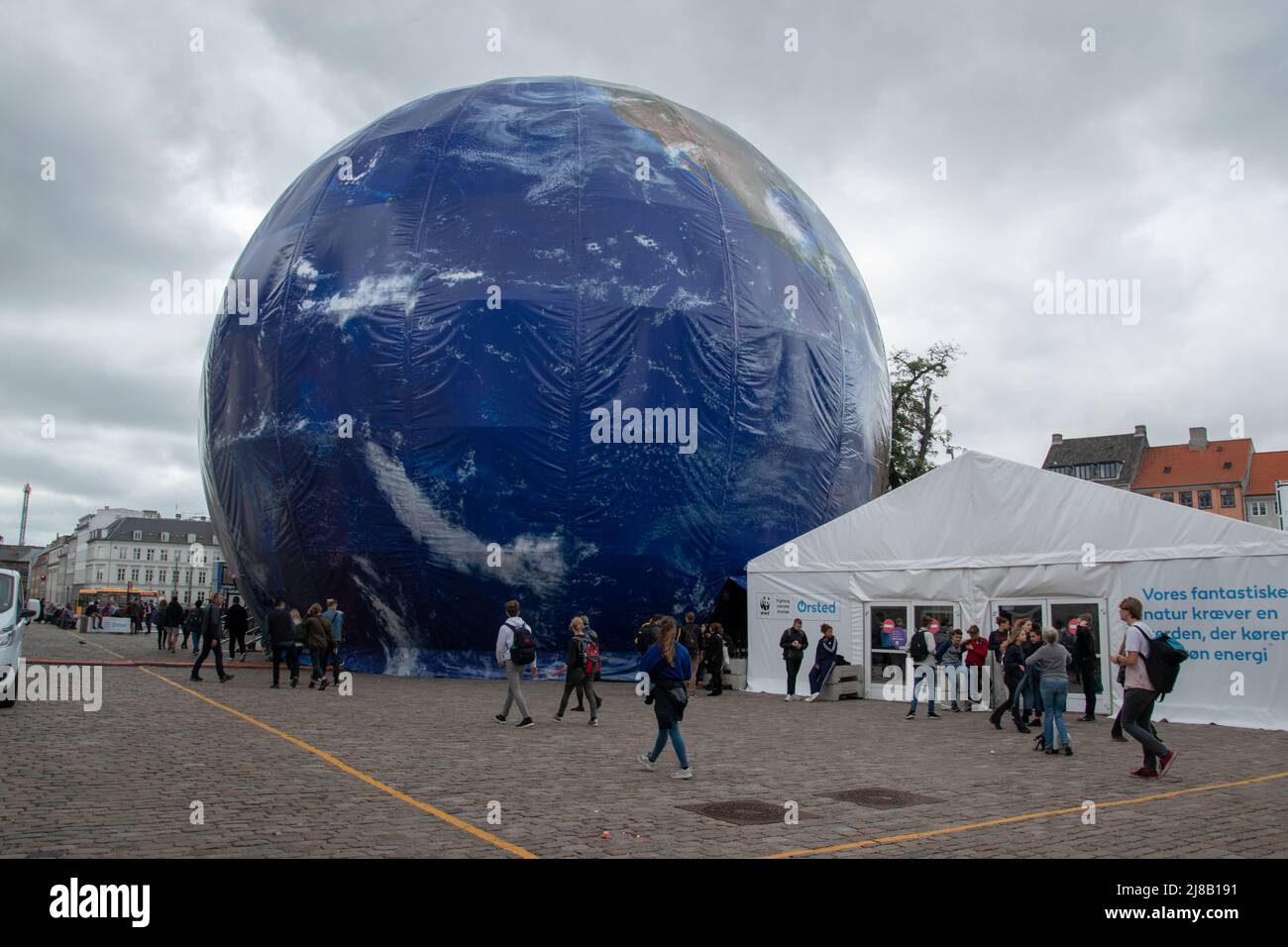 WWF Climate change exhibition inside giant inflatable globe ...