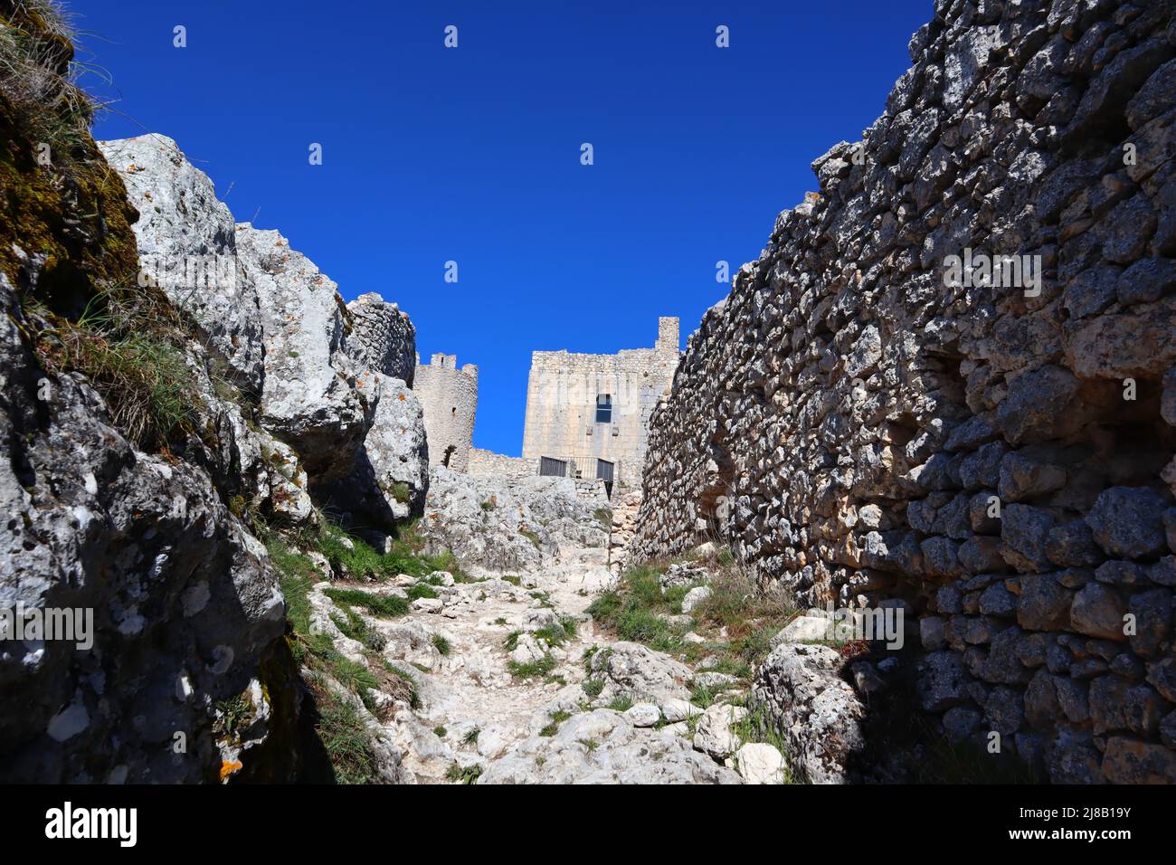 Rocca Calascio, mountaintop medieval fortress. The Castle of Rocca ...