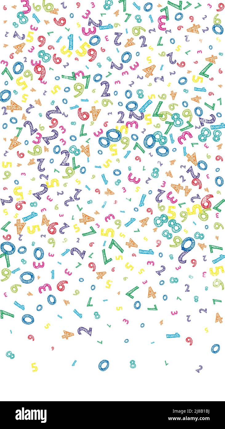 Falling colorful messy numbers. Math study concept with flying digits ...