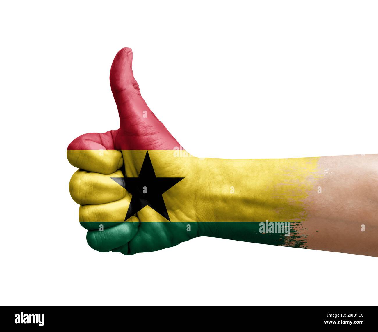 Hand making thumb up painted with flag of ghana Stock Photo - Alamy