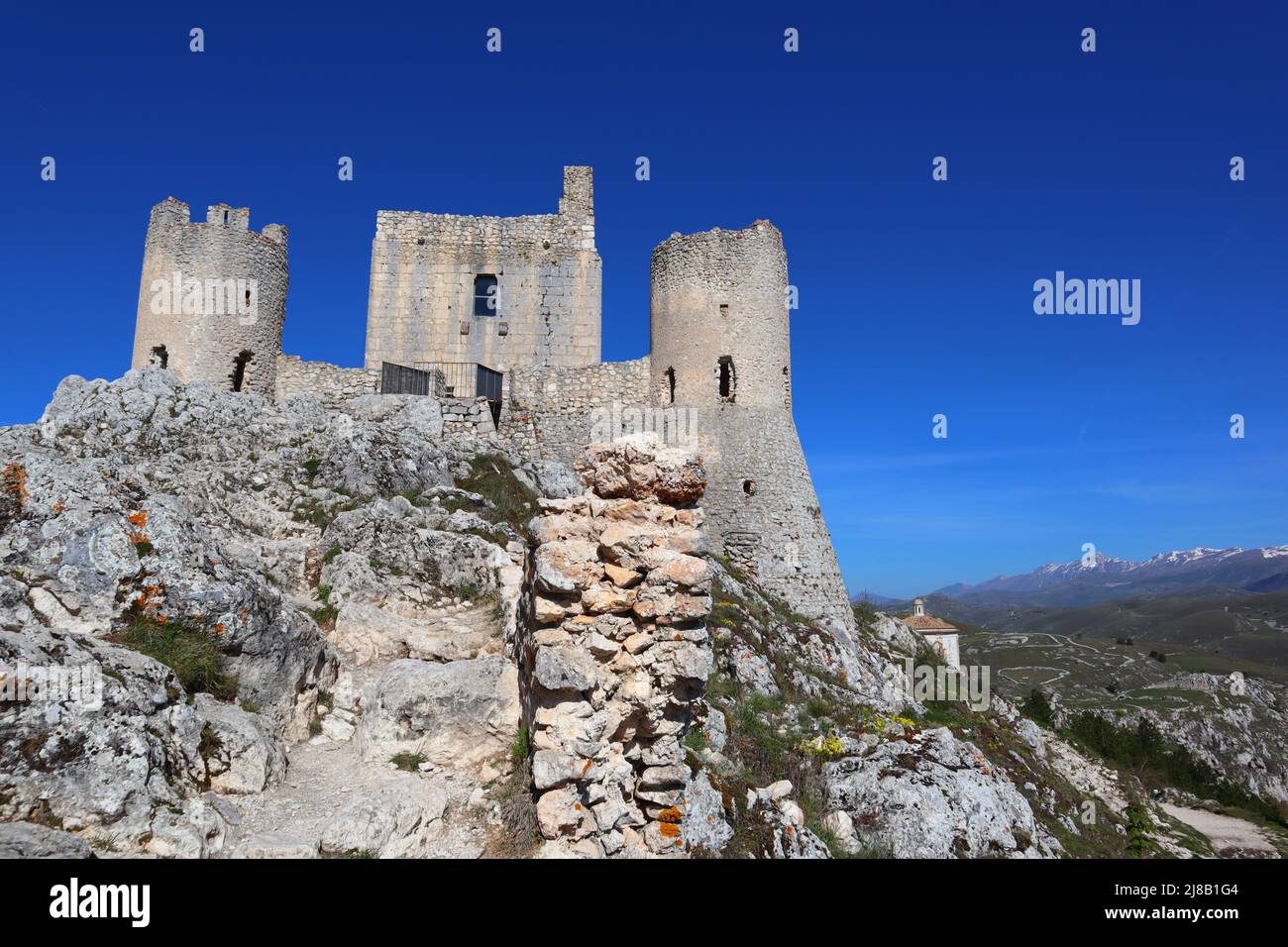 Rocca Calascio, mountaintop medieval fortress. The Castle of Rocca ...