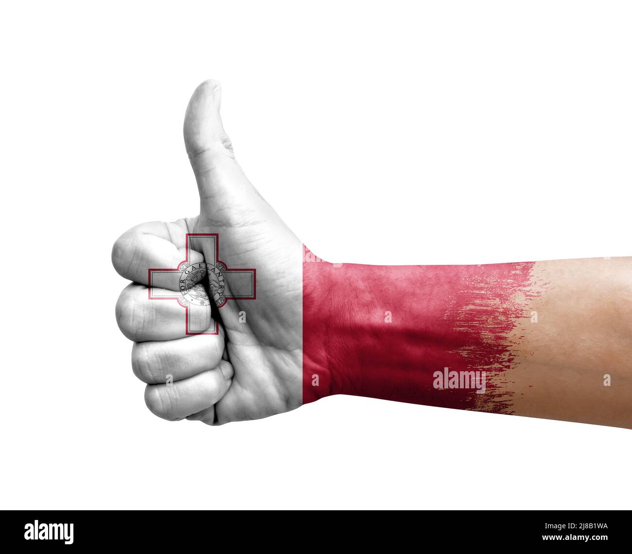 Hand making thumb up painted with flag of malta Stock Photo - Alamy