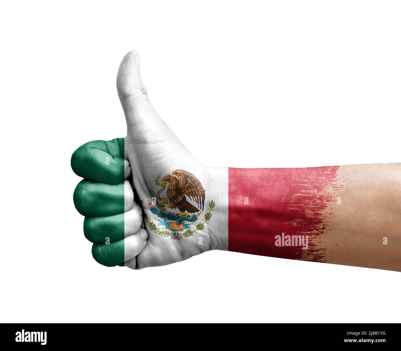 Hand making thumb up painted with flag of mexico Stock Photo - Alamy