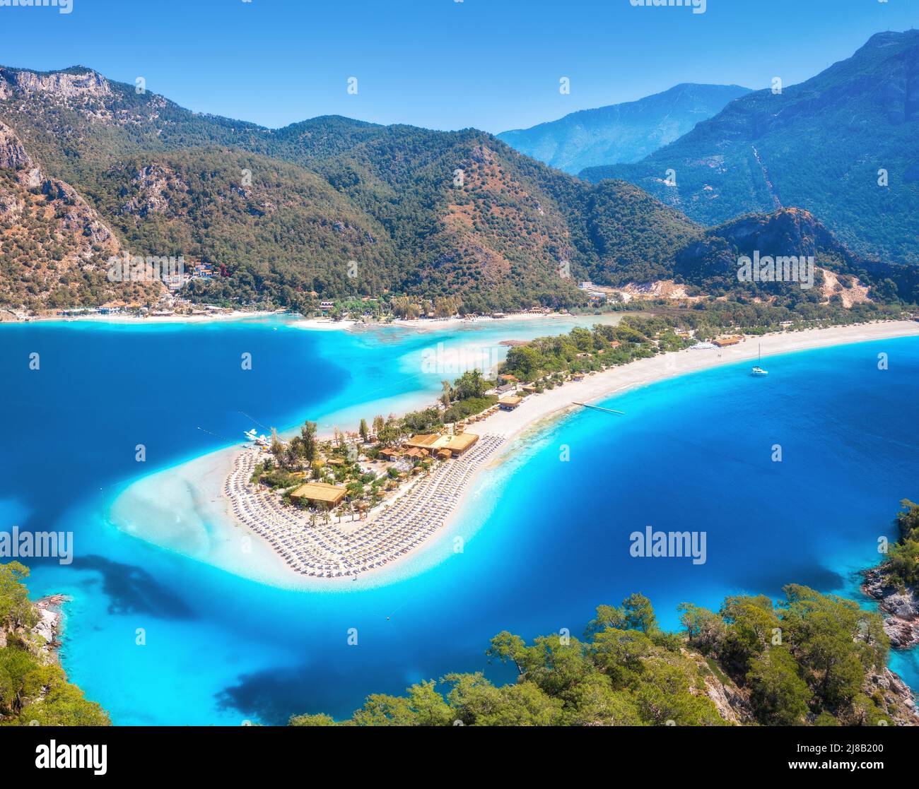 Aerial view of sea bay and sandy beach in summer Stock Photo - Alamy