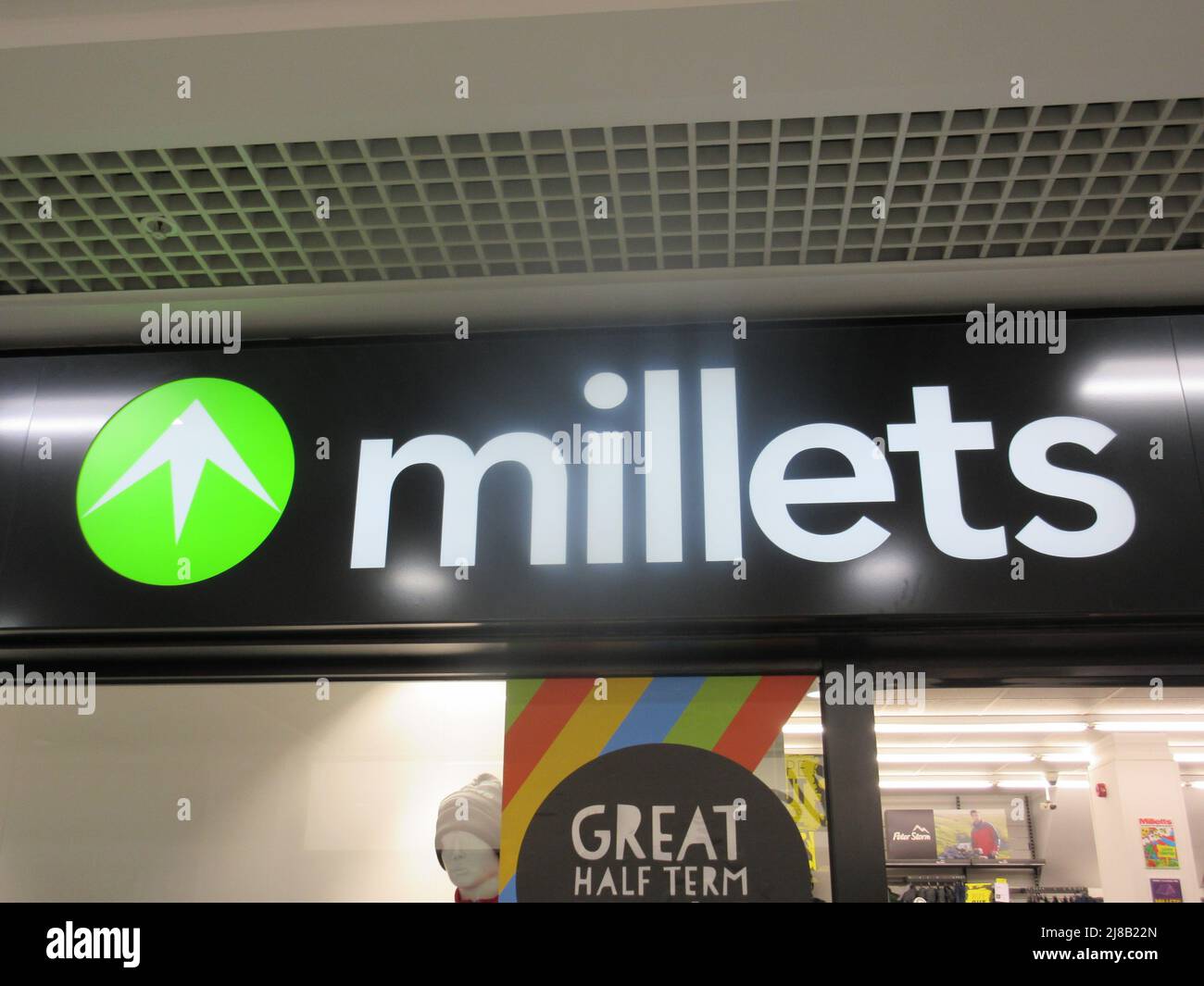 Millets Outdoor Clothing And Equipment Shop Sign Stock Photo - Alamy