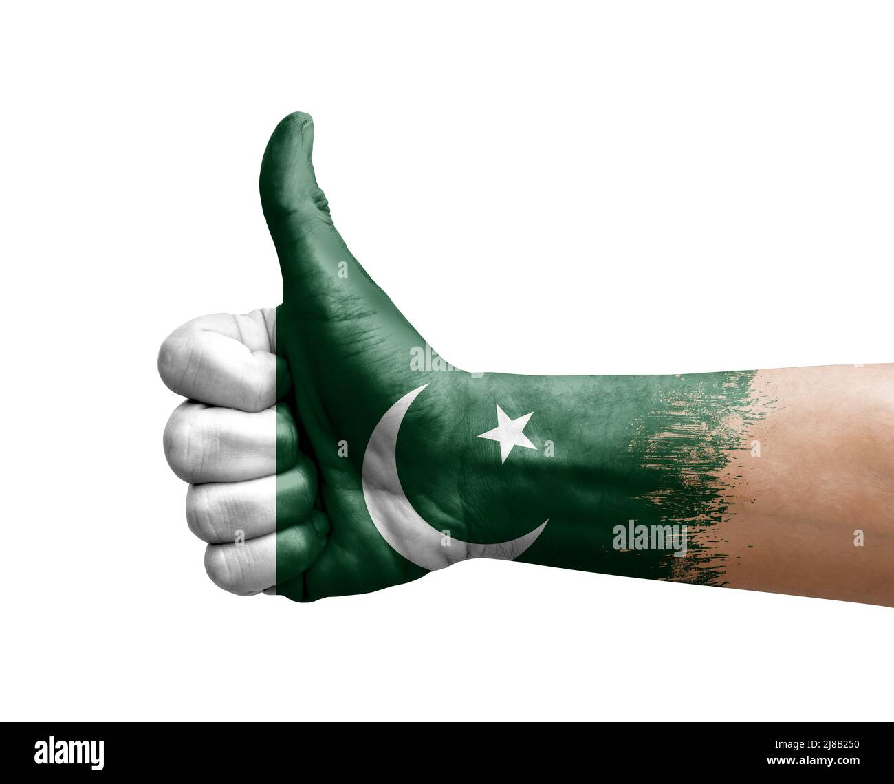 Hand making thumb up painted with flag of pakistan Stock Photo - Alamy