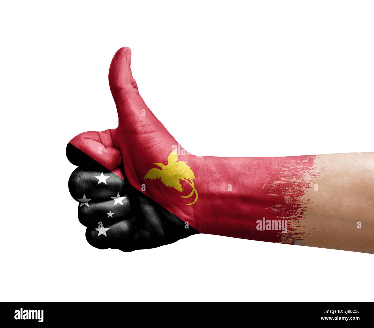 Hand making thumb up painted with flag of papua new guinea Stock Photo ...