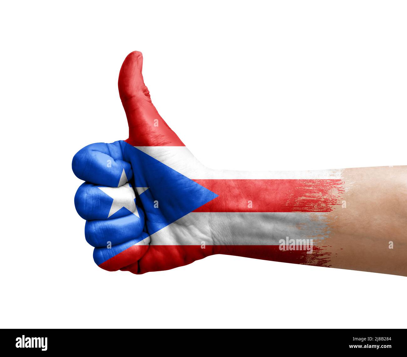Hand making thumb up painted with flag of puerto rico Stock Photo - Alamy
