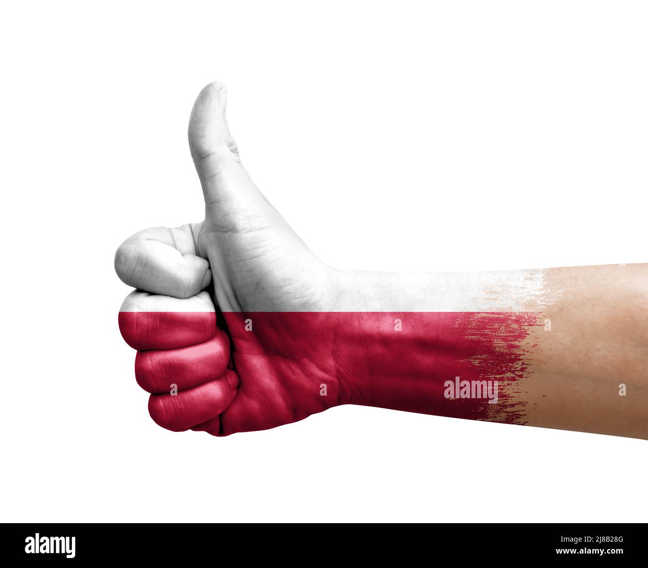 Hand making thumb up painted with flag of poland Stock Photo - Alamy