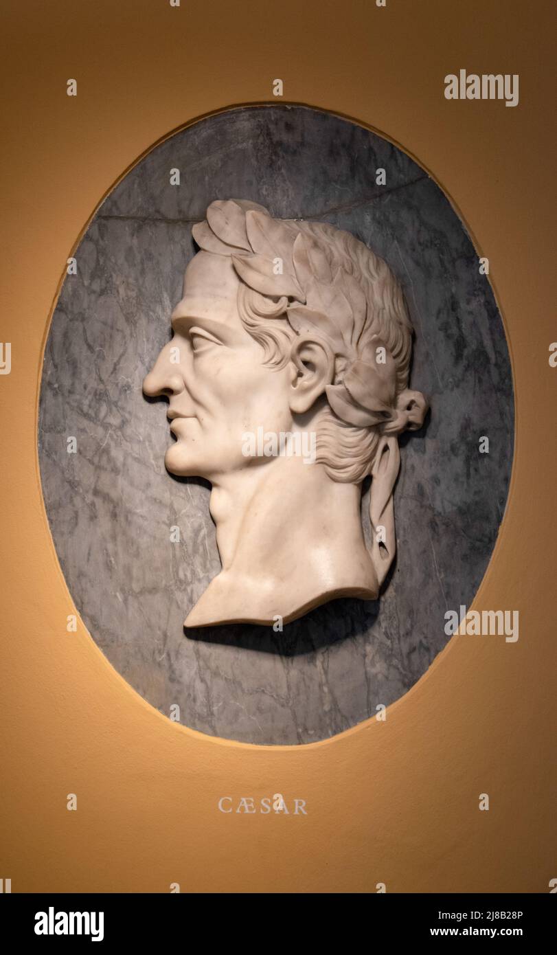 Marble medallion of the Roman emperor Caesar from the 17th or 18th ...