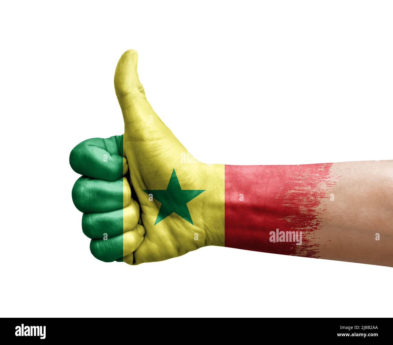 Hand making thumb up painted with flag of senegal Stock Photo - Alamy