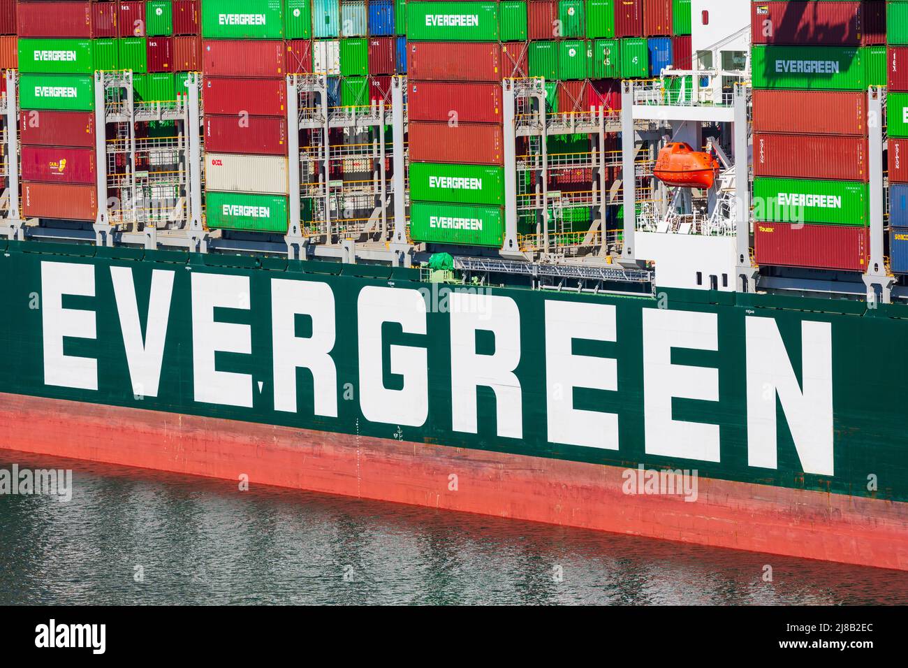Evergreen container ship, Port of Los Angeles, San Pedro, California ...