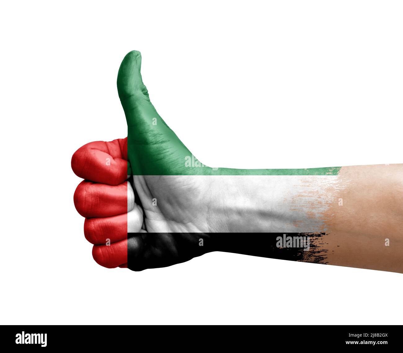 Hand making thumb up painted with flag of uae Stock Photo - Alamy