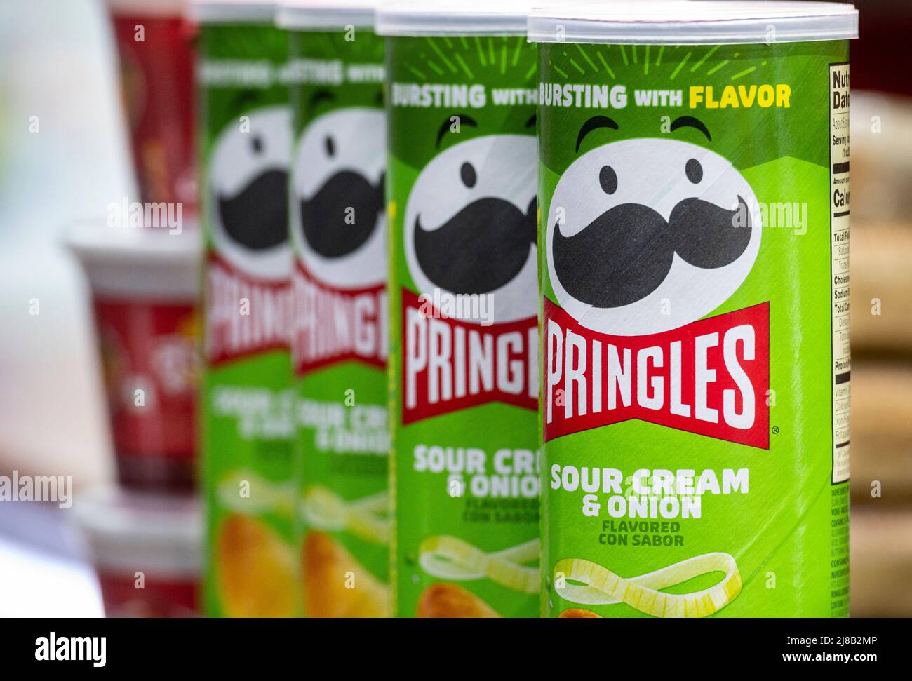 American brand of stackable potato-based crisps, Pringles, selling at a ...