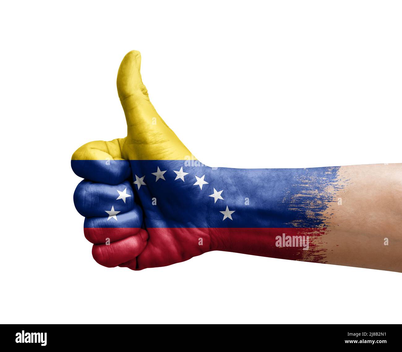 Hand making thumb up painted with flag of venezuela Stock Photo - Alamy