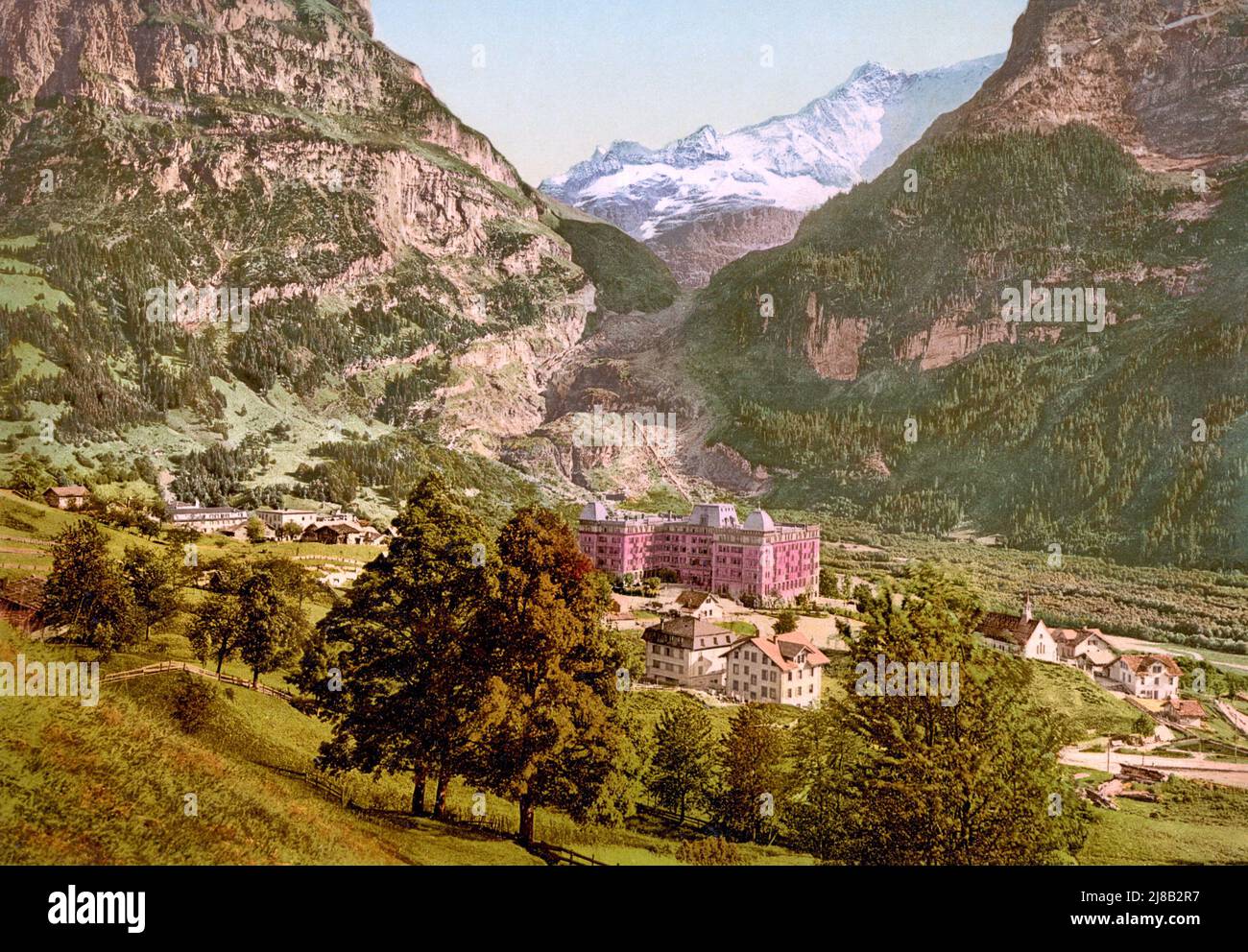 Hotel Bären and Wetterhorn, Grindelwald, Bernese Alps, Bern ...