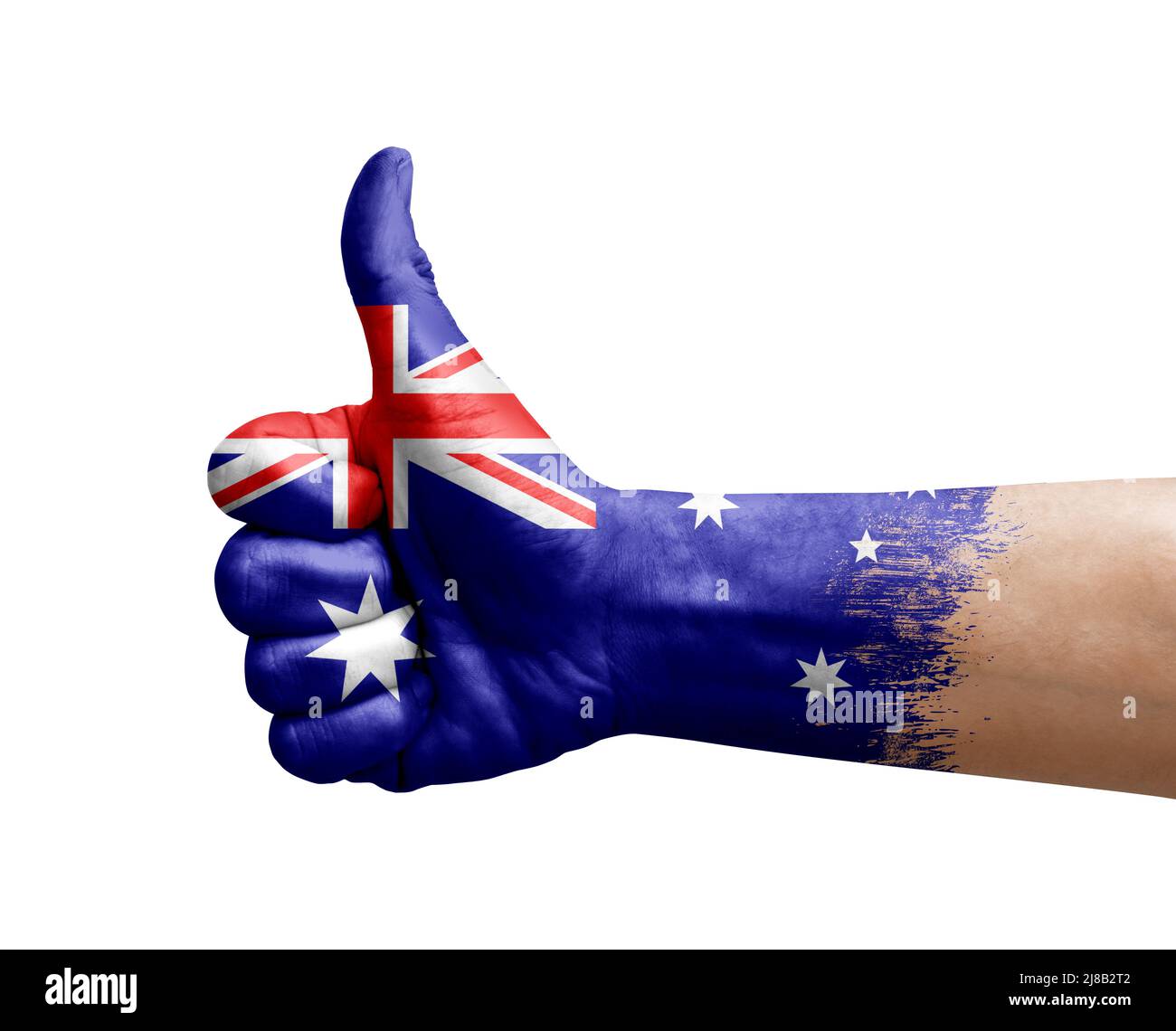 Hand making thumb up painted with flag of australia Stock Photo - Alamy