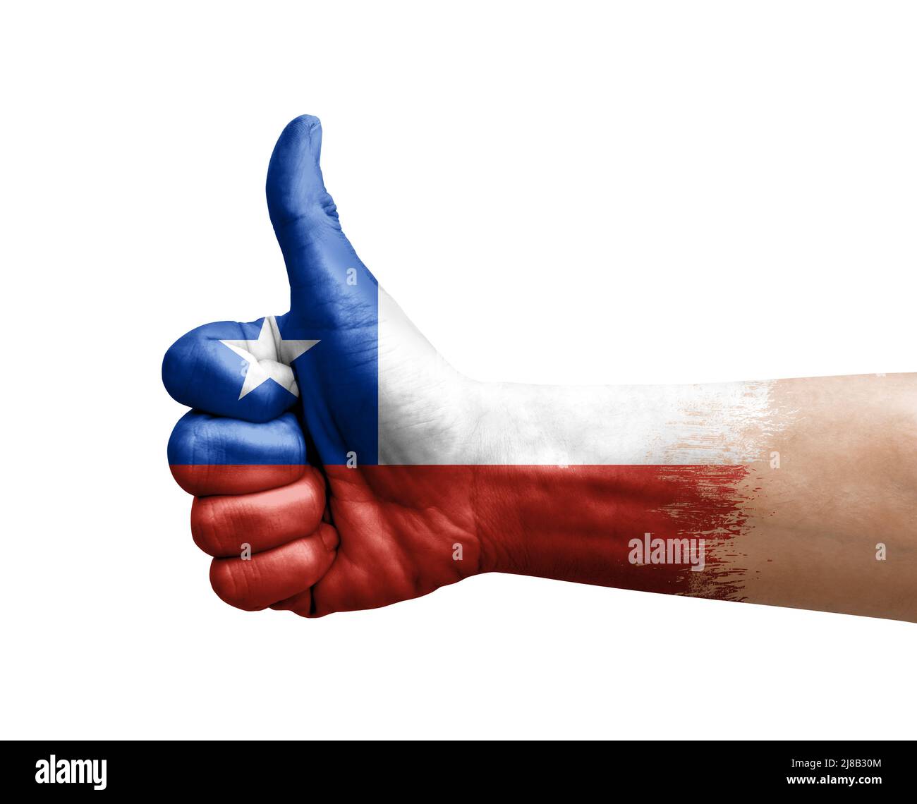 Hand making thumb up painted with flag of chile Stock Photo - Alamy