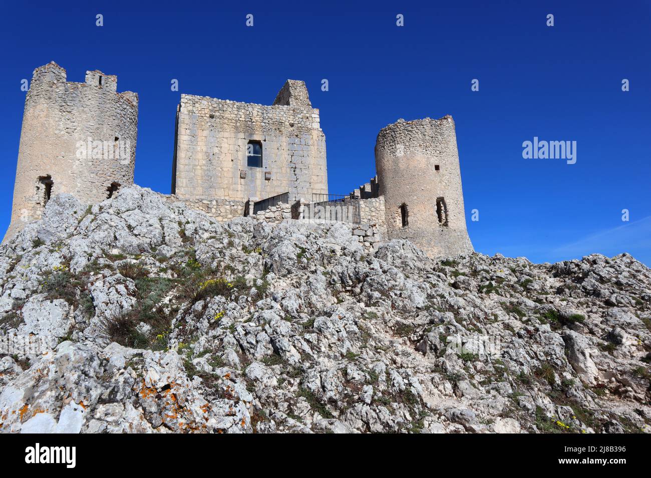 Rocca Calascio, mountaintop medieval fortress. The Castle of Rocca ...