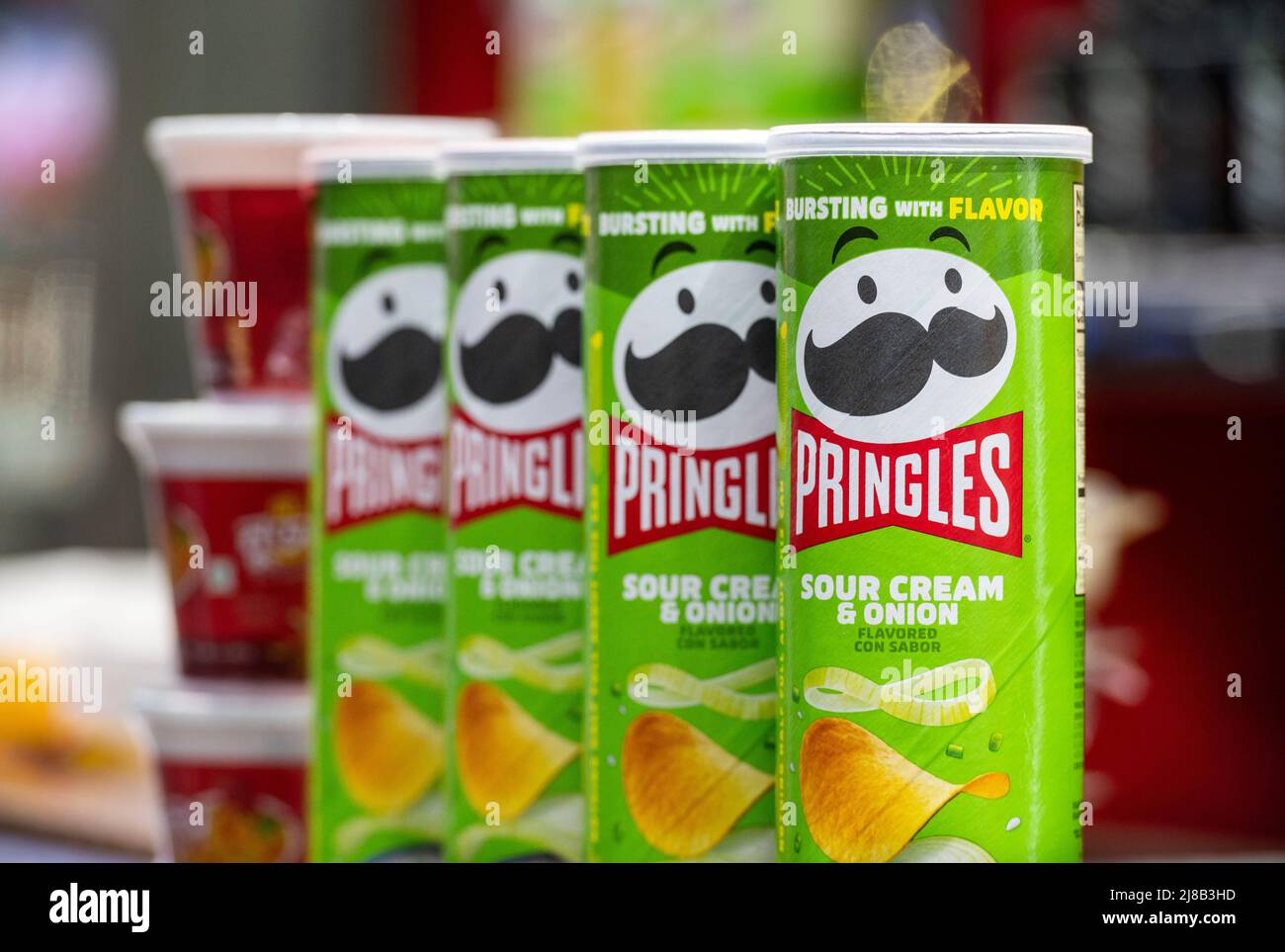 American brand of stackable potato-based crisps, Pringles, selling at a ...