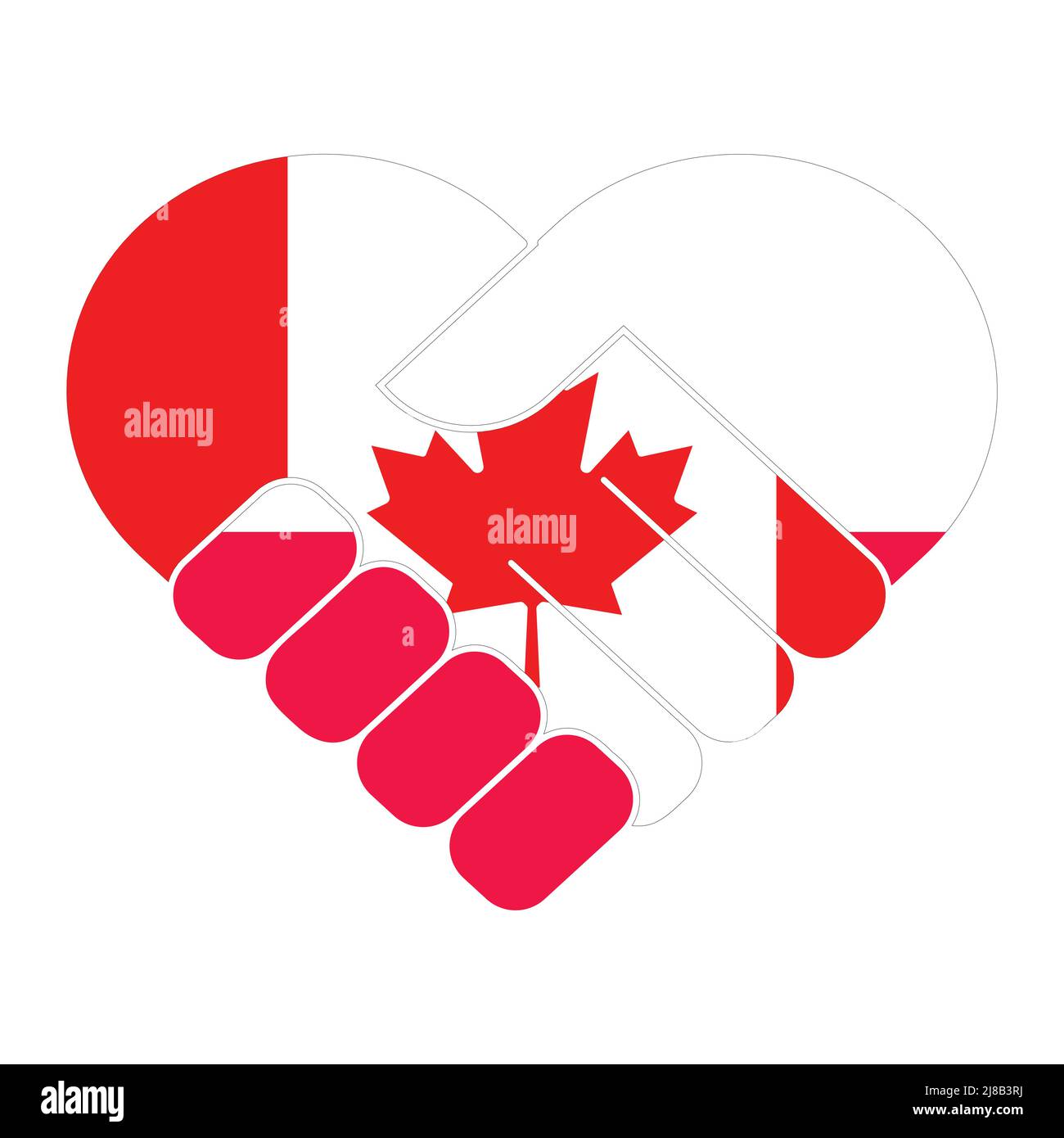 Handshake symbol in the colors of the national flags of Canada and ...